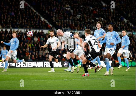 Derby County's Matt Clarke scores his side's first goal of the game ...