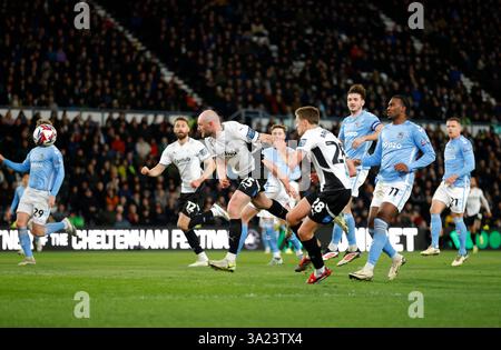 Derby County's Matt Clarke scores his side's first goal of the game ...