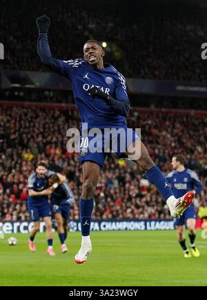 Ousmane DEMBELE of PSG celebrates his goal during the French ...