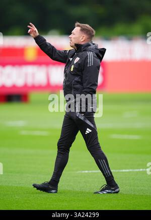 Wales manager Craig Bellamy during a training session at the Vale ...