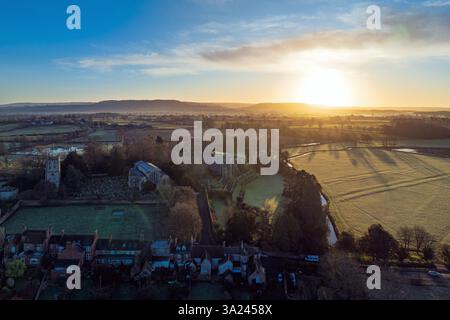 Berkeley Castle from a drone, Berkeley, Cotswolds, Gloucestershire ...
