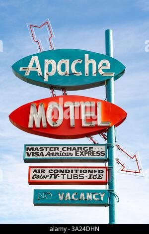The historic Apache Motel Neon Sign on Las Vegas Boulevard in Las Vegas ...