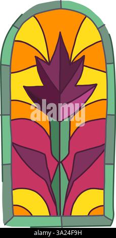 tiffany stained glass cartoon vector illustration Stock Vector Image ...