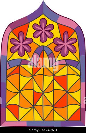 tiffany stained glass cartoon vector illustration Stock Vector Image ...