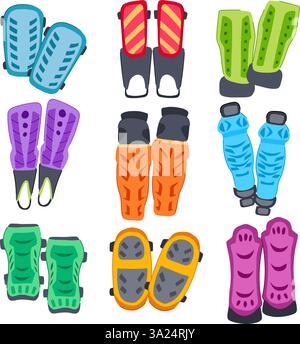 training shin guards cartoon vector illustration Stock Vector Image ...
