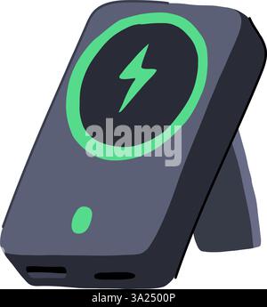 slim power bank wireless cartoon vector illustration Stock Vector Image ...