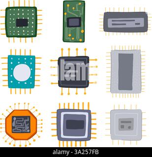 microchip set cartoon vector illustration Stock Vector Image & Art - Alamy