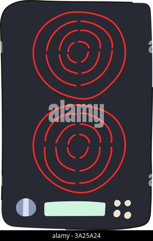 electric introduction cooktop cartoon vector illustration Stock Vector ...