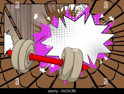Cartoon Dumbbell with blank speech bubble, comic book Powerlifting ...