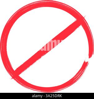 Hand drawn brush paint forbidden vintage grunge style red stop sign ...
