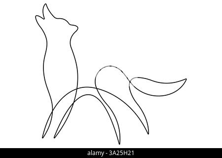 Continuous one line drawing of wolf animals concept single line outline ...