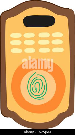 modern fingerprint door lock cartoon vector illustration Stock Vector ...