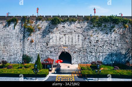 Aerial view of Zhonghua Gate, Ancient City Wall, Nanjing, China Stock ...