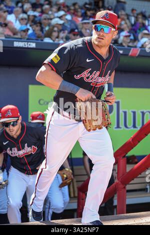 Atlanta Braves outfielder Jarred Kelenic loses a ball hit by Tampa Bay ...