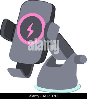 portable car charger wireless cartoon vector illustration Stock Vector ...