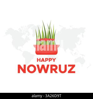 Happy Nowruz day greeting card, template for your design. New Year in ...