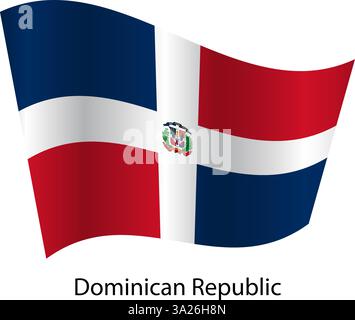 Dominican Flag in a Circular Emblem Design, Abstract Round Sticker ...