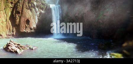 Panoramic view of waterfall, Ouzoud Waterfalls, Grand Atlas ...