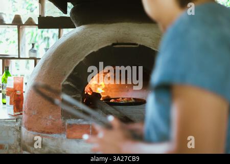 pizza traditional oven in open kitchen italian restaurant Stock Photo ...