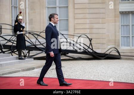 France's President Emmanuel Macron walks after the weekly cabinet ...