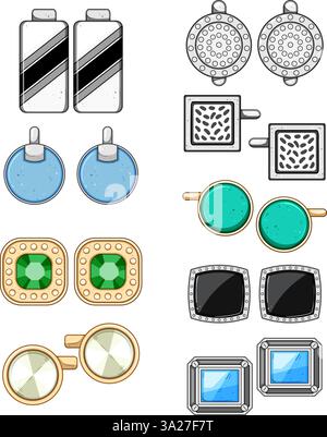cufflinks set cartoon vector illustration Stock Vector Image & Art - Alamy