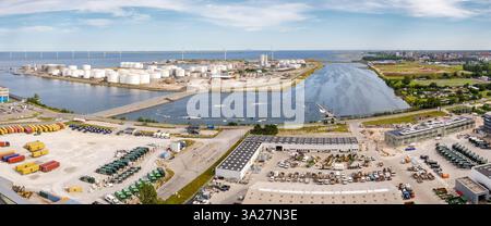 Storage tanks and fuel terminal at Prøvestenen artificial island in ...