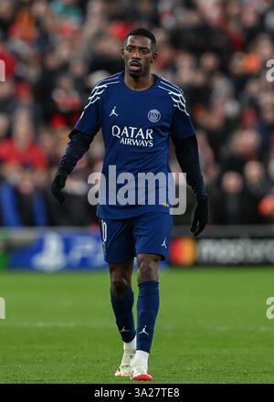 Ousmane Dembele of Paris St Germain is seen in action during the UEFA ...