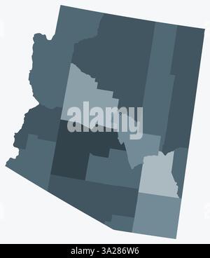 Map of Arizona with counties. Just a simple state border map with ...