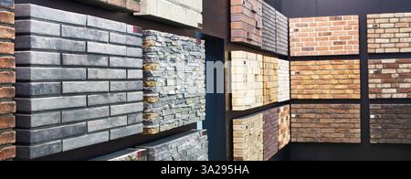 Samples of brick decorative wall panel on store exhibition Stock Photo ...