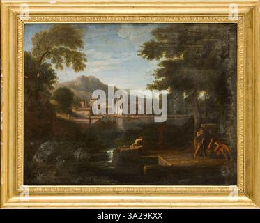 A 1660 historical landscape by the School of Nicolas Poussin, this ...