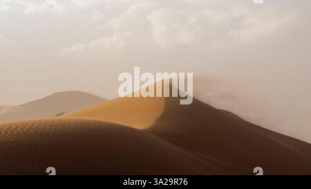 Wind blowing the sand in the Sahara Desert, Morocco, Africa Stock Photo ...
