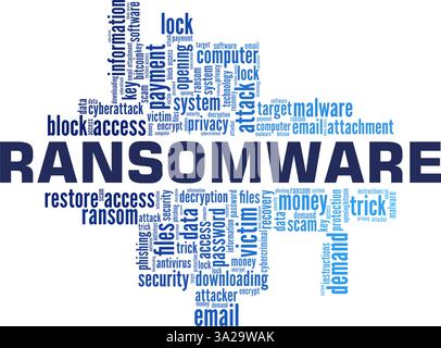 Ransomware vector illustration word cloud isolated on a white ...