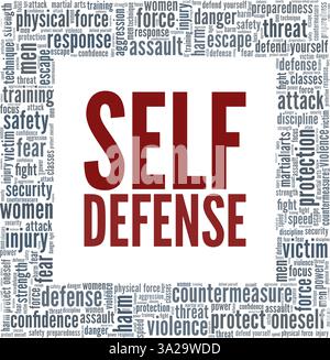 Self-defense vector illustration word cloud isolated on a white ...