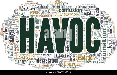 Havoc vector illustration word cloud isolated on a white background ...