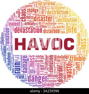 Havoc vector illustration word cloud isolated on a white background ...