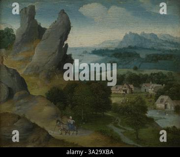 Joachim Patinir’s *Landscape with the Flight into Egypt* depicts the ...