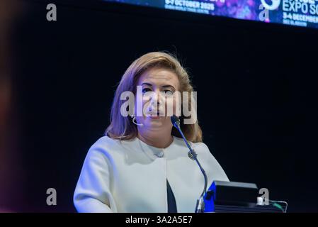 Alderman Professor Emma Edhem speaking at Space-Comm Expo in ExCeL ...