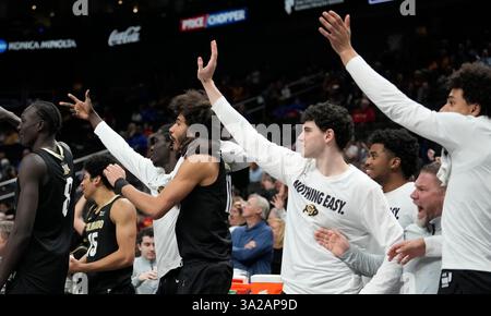 MAR 12 2025: Colorado bench celebrates an upset win against West ...