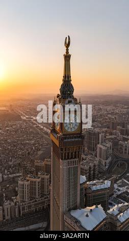 Aerial view Mecca skyline , Makkah city Saudi Arabia - Makkah Clock Tower and hotels - Masjid Al ...