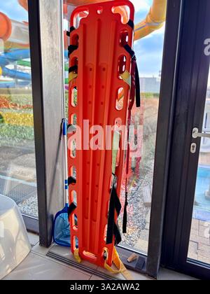 Spinal board backboard in water park. High quality photo Stock Photo ...