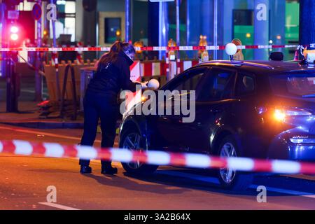 Duesseldorf, Germany. 13th Mar, 2025. A stick with a bullet shows the ...