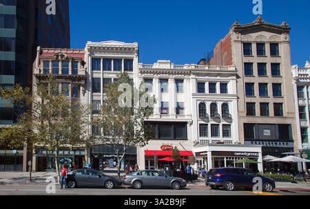 The Historical buildings facades at Boylston street, Boston ...