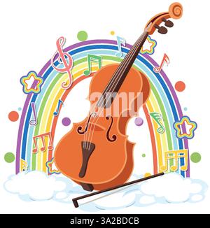 Colorful vector illustration of a violin with vibrant musical notes ...