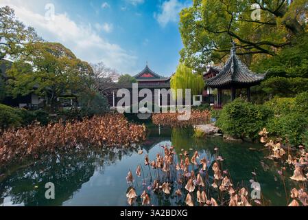 Scenery of Qushui Garden, a classical garden in Qingpu District ...