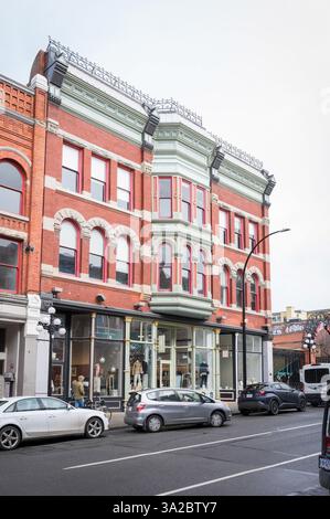 Colourful Victorian era stores along Johnson Street in Downtown ...