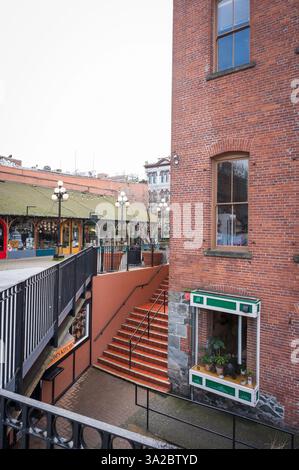 Colourful Victorian era stores along Johnson Street in Downtown ...
