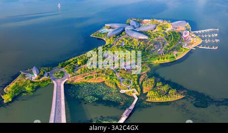 Aerial view of Dripping Lake South Island, Lingang New Town, Shanghai ...