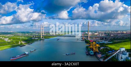 Aerial View of Minpu Bridge, Shanghai, China Stock Photo - Alamy