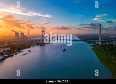 Aerial View of Minpu Bridge, Shanghai, China Stock Photo - Alamy