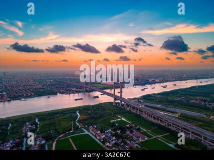 Aerial View of Minpu Bridge, Shanghai, China Stock Photo - Alamy